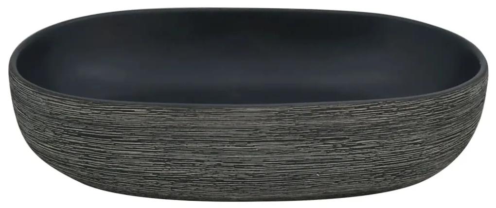Umyvadlo na desku šedé a černé oválné 59 x 40 x 14 cm keramika,  155109