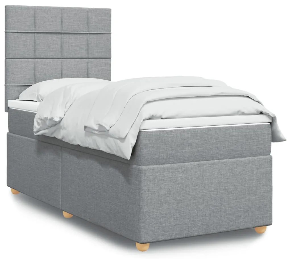 Box spring postel s matrací světle šedá 90x200 cm textil 3293463