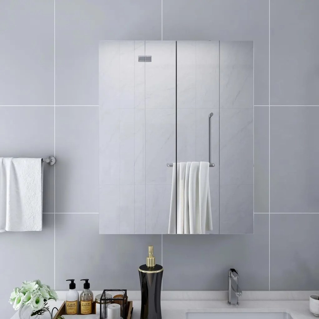 323607 Bathroom Mirror Cabinet White 60X15X75 Cm Mdf Šedá