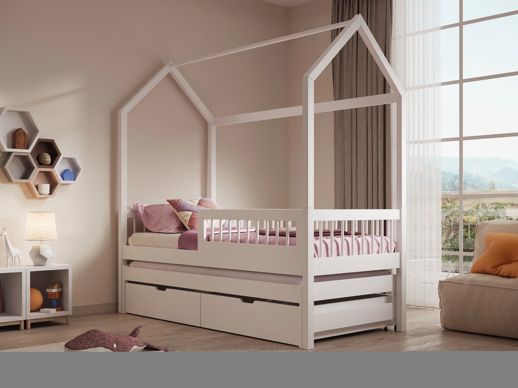ADRK Furniture Postel Domek Artes II s matrací CH-ART-II-W-200-M