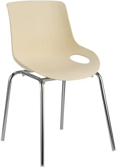 Jídelní židle EDLIN  | plast béžová, chrom