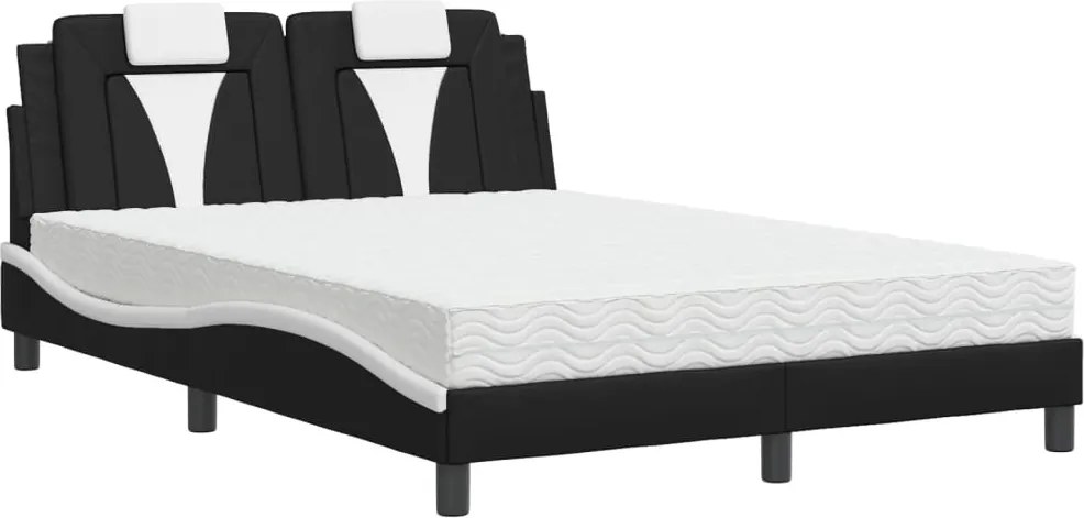 Postel Viana s matrací černá a bílá 140 x 200 cm umělá kůže 3208801