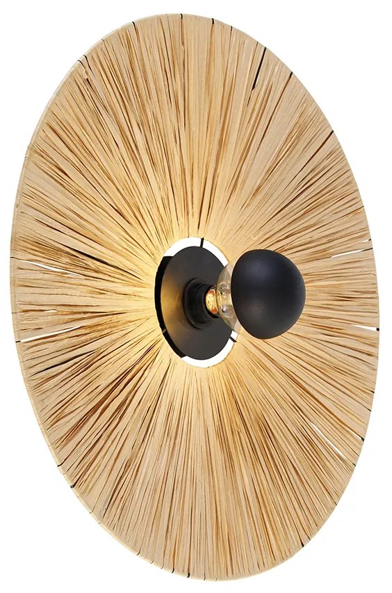 Rustikální nástěnná lampa černá s provazem 60 cm - Leia