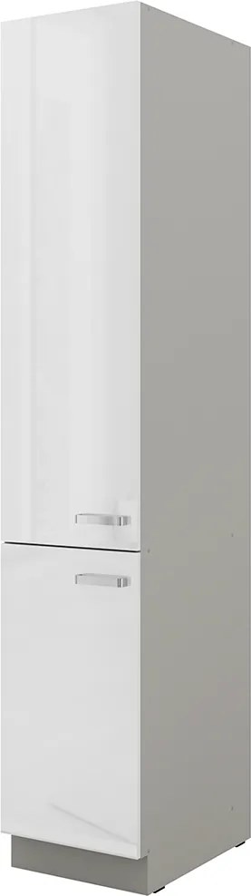 BIANCA sb | vysoká skříňka 40 DK-210 2F potravinová s policemi | 40 cm | světle šedá/bílá lesk