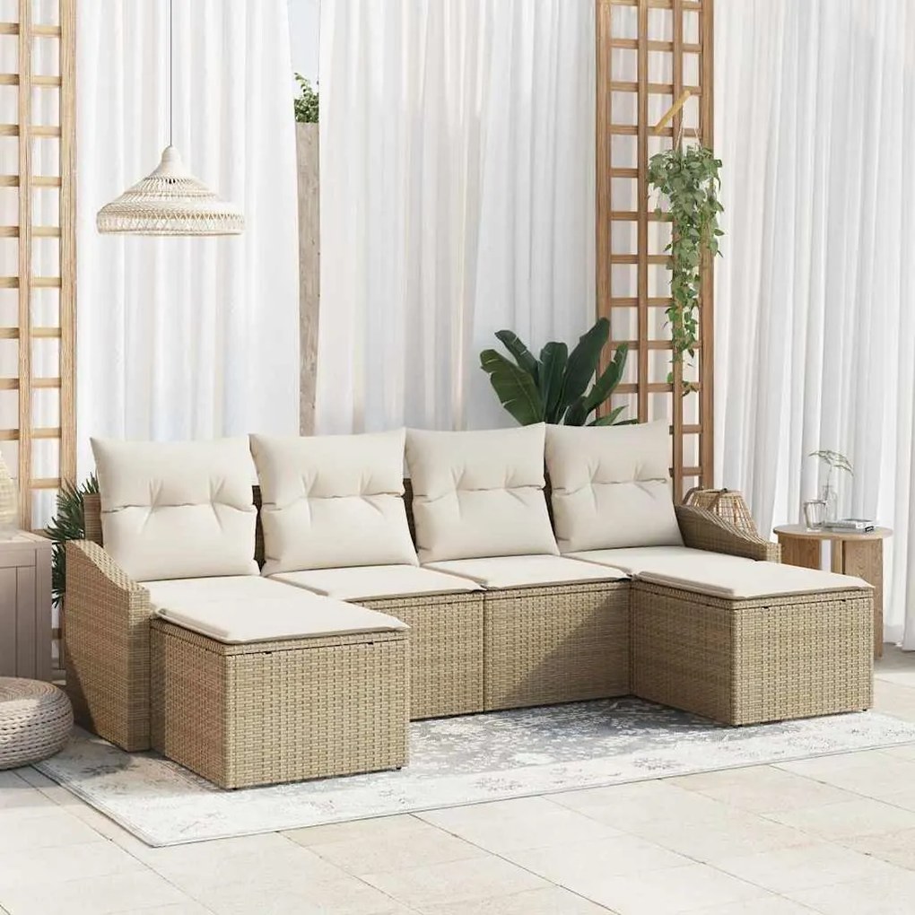 Set pohovek 6 ks Béžová polyratan 3346831