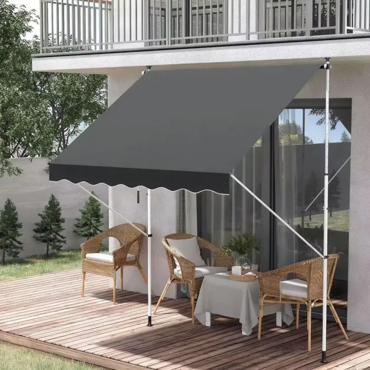 Balkonová markýza na terasu s nastavitelným sklonem - šedá Šírka: 200 cm