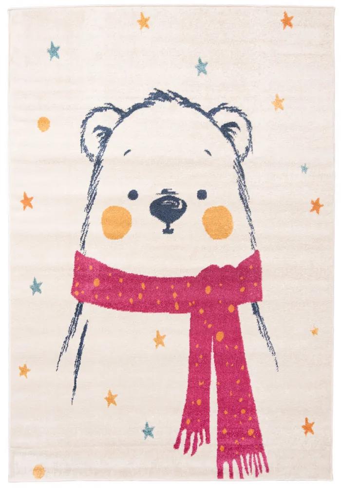 Dětský kusový koberec Lední medvěd krémově růžový, Velikosti 160x229cm