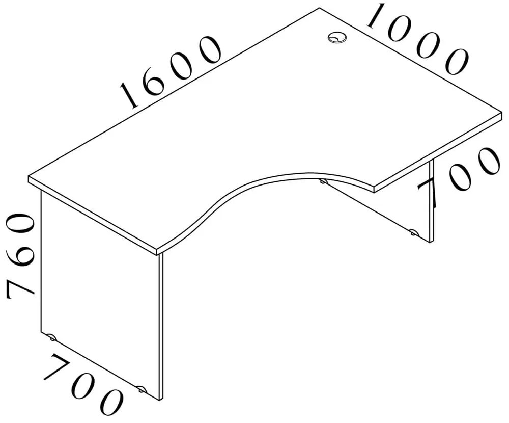 Rohový stůl Visio LUX 160 x 100 cm, pravý, dub