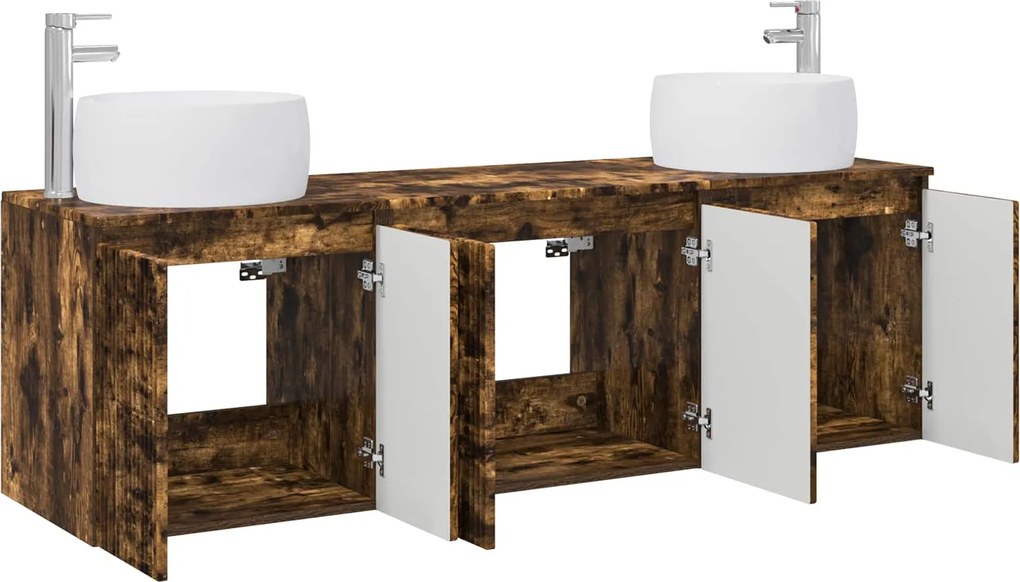 Sada koupelnových skříněk 3 ks Kouřový dub 49,5 x 44,5 x 66 cm 3405712