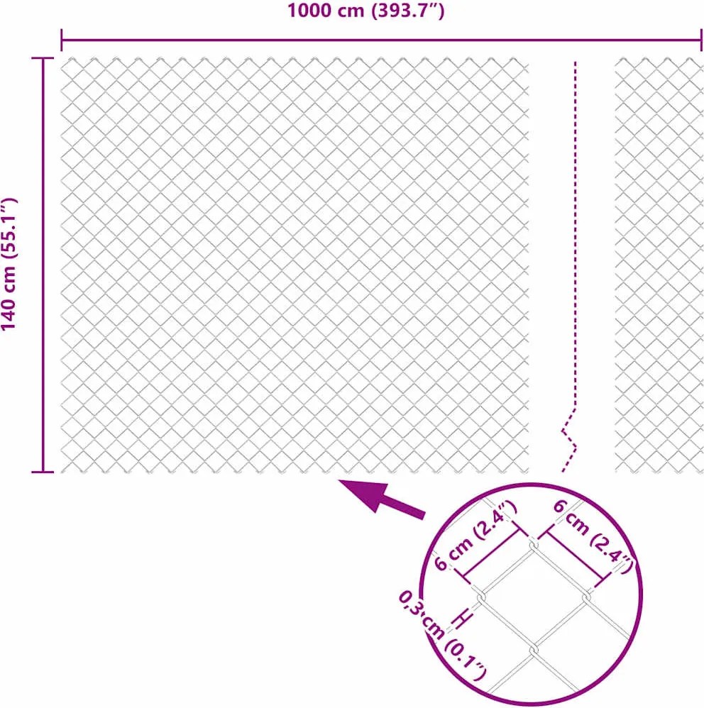 Zábradlí s betonovým základem 10 x 1,4 m Ocel potažená PVC 3351239