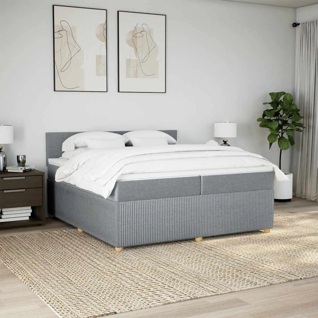 Box spring postel s matrací světle šedá 200 x 200 cm textil 3289863