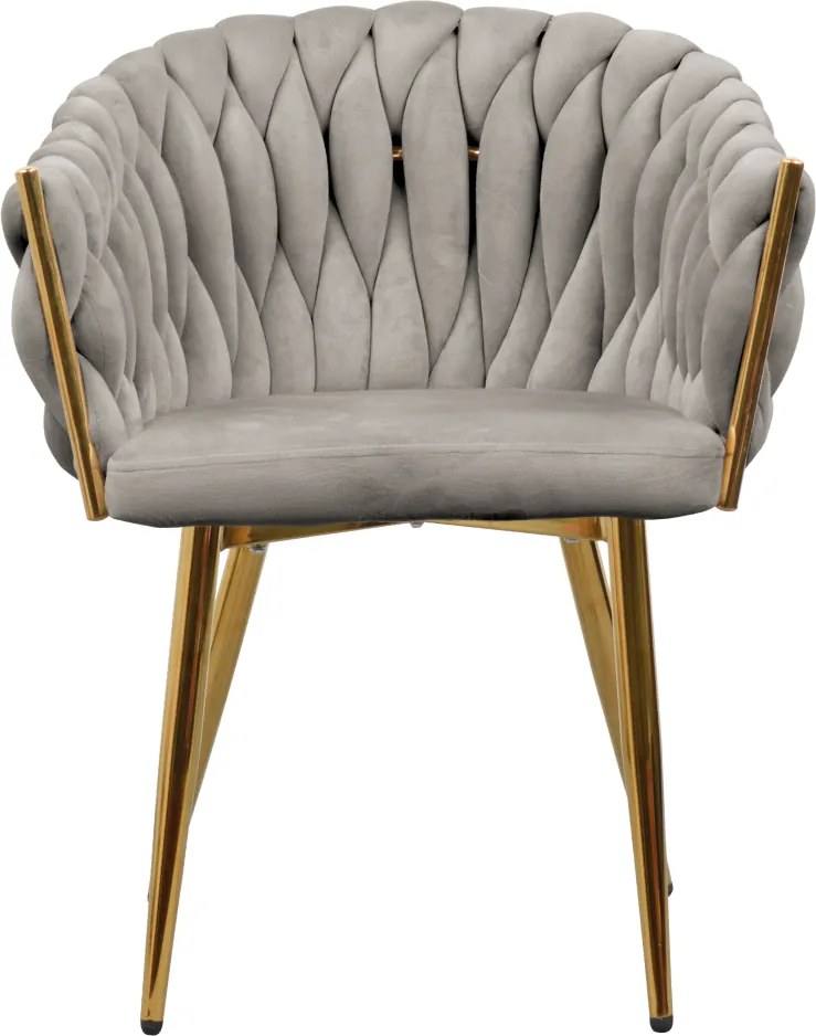 Jídelní křeslo, šedohnědá Taupe Velvet látka/gold chrom zlatý, DEILA