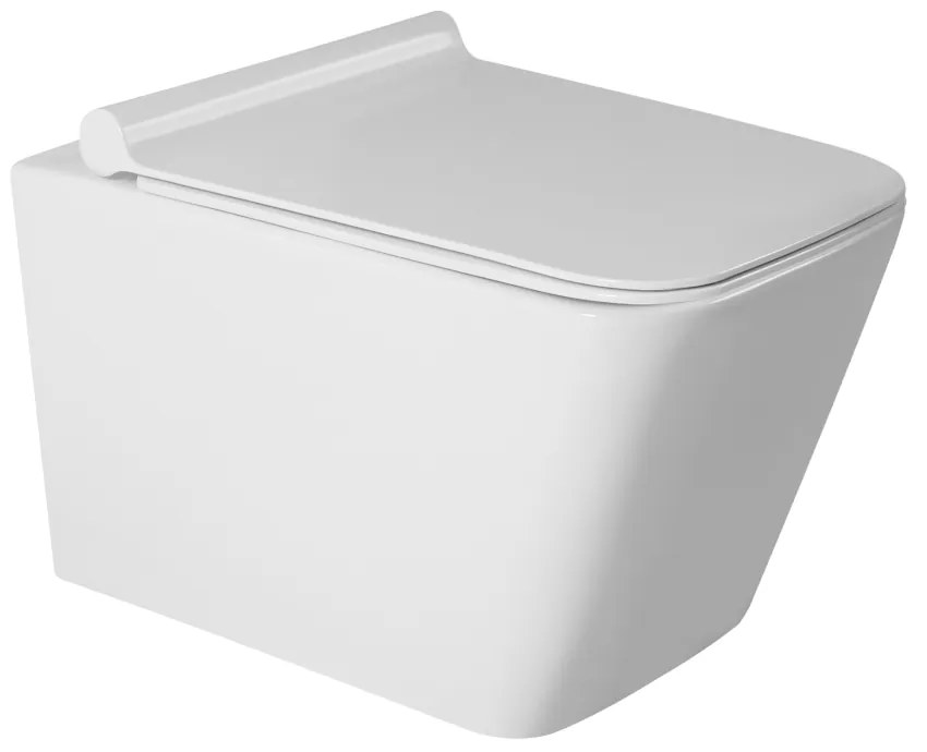 Gamma Mut, závěsná WC mísa 51x36 cm Rimless s pomalu padajícím sedadlem, bílá lesklá, GMA-MUT-202