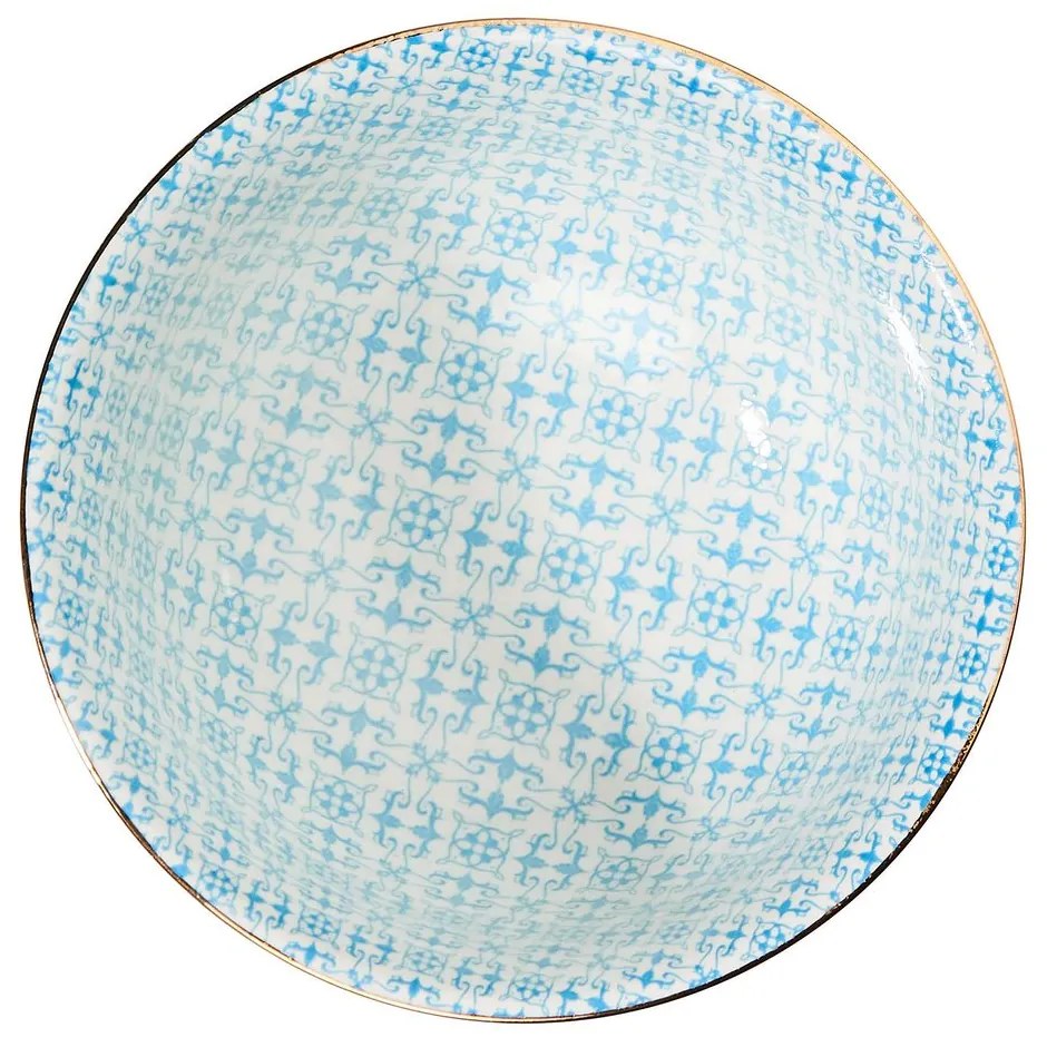 ORNAMENTS Miska se zlatým okrajem 520 ml - modrá/bílá