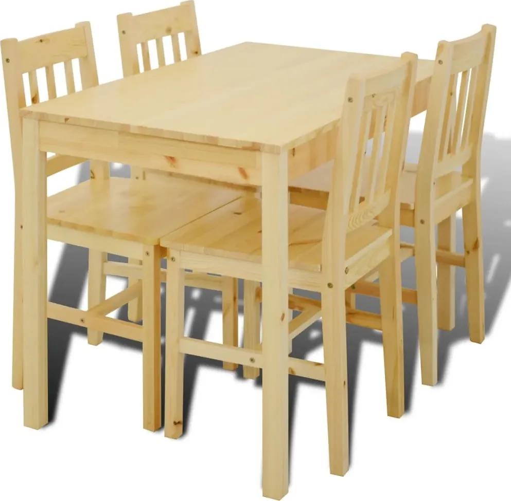 vidaXL Dřevěný stůl se 4 židlemi, hnědá barva [241220] Barva: tmavě hnědá