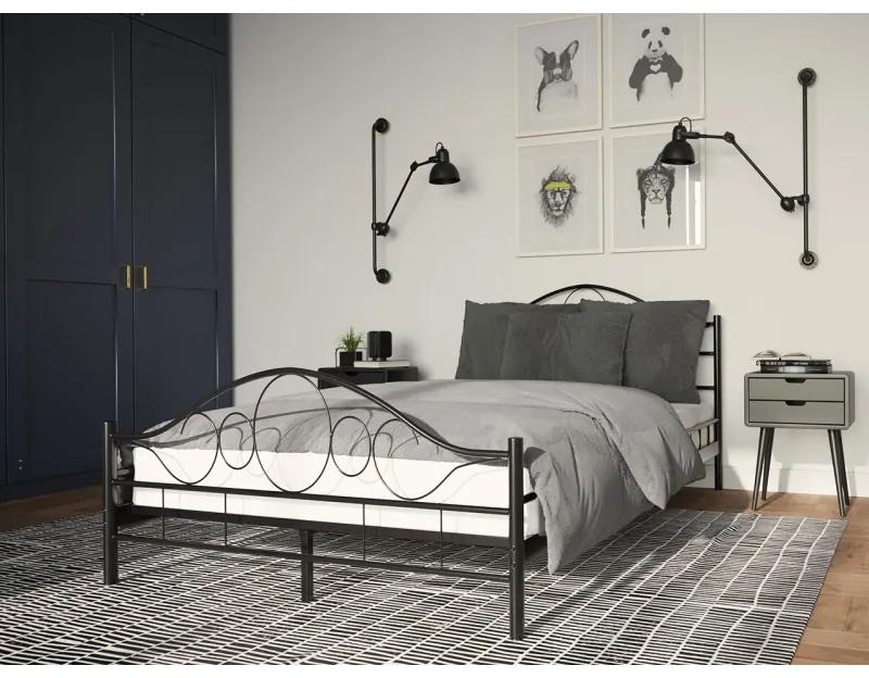 Kovová postel Mirioda, Rozměr postele: 120x200, Barva: Černá
