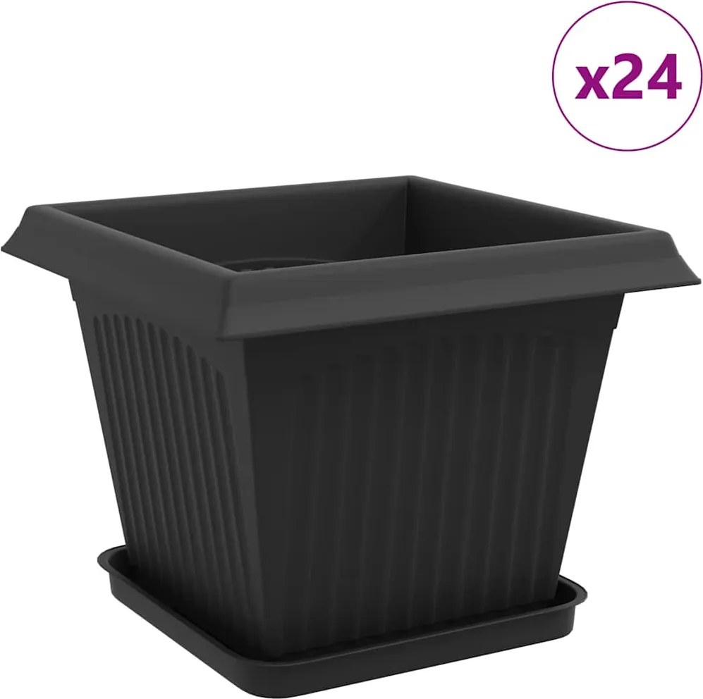 Květináče 24 ks Černá Plast 3403315