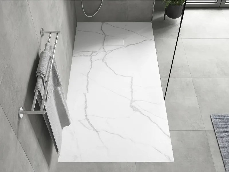 Mexen Hugo, obdélníková sprchová vanička, SMC, 180x80cm, imitace kamene – bílá, 42158018