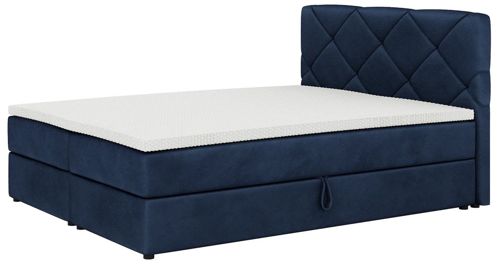 Kontinentální postel 140x200 cm Karum Comfort (tmavě modrá) (s roštem a matrací). 1056018