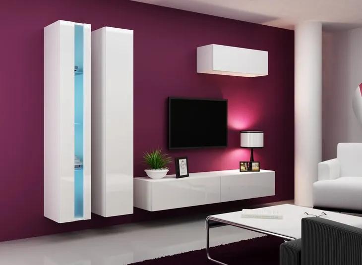 Moderní obývací stěna VIGO NEW 1 Bílá / Bílý lesk BARVA LED OSVĚTLENÍ: bez osvětlení +0Kč, Barevné provedení: VIGO NEW 1A