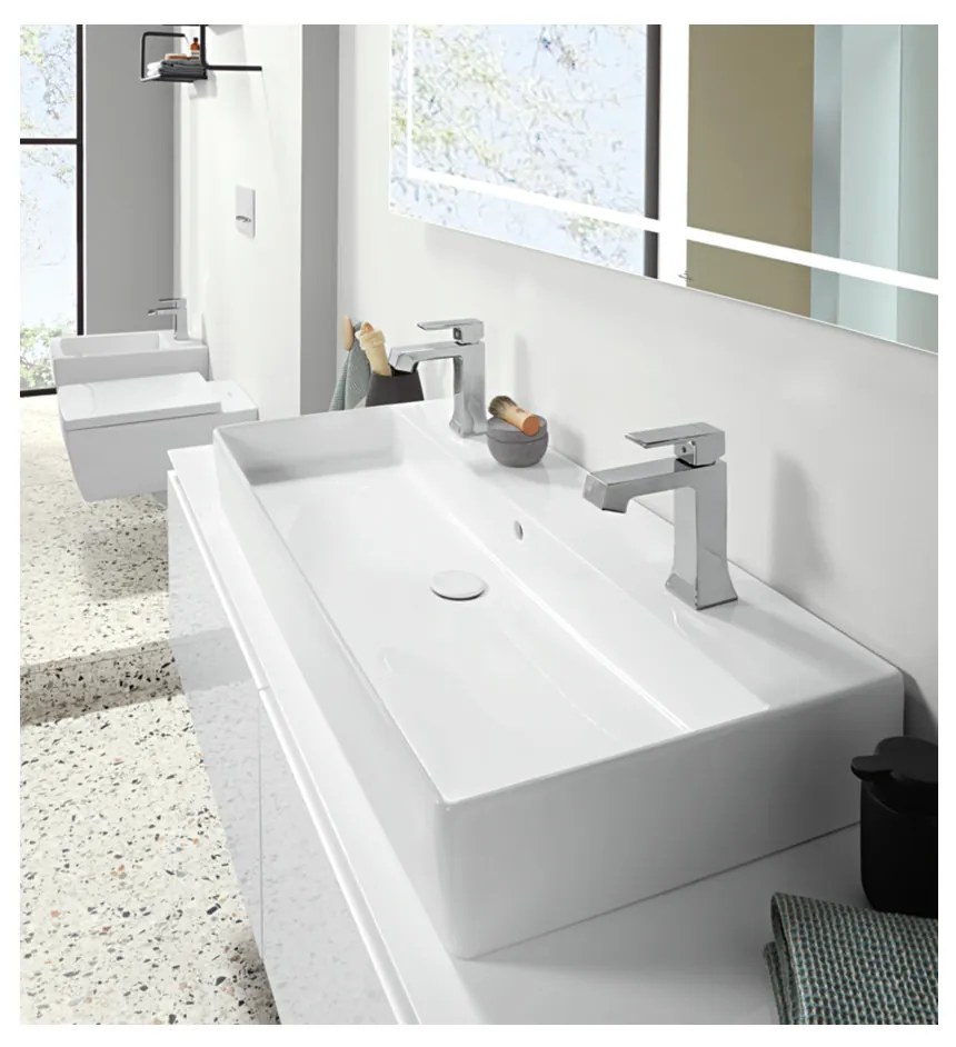 VILLEROY & BOCH Villeroy Boch MEMENTO 2.0: umyvadlo 1200x470mm, broušené pro 2x1-otvorovou baterii, bílá Alpin, 4A22CK01