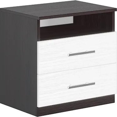 VerDesign STANA noční stolek, bílé dřevo-wenge
