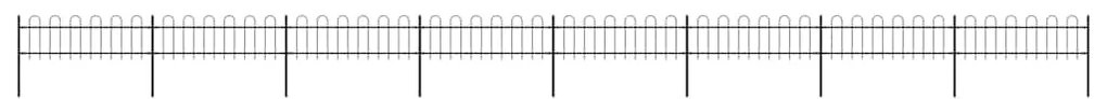 Zahradní plot s obloukem nahoře ocelový 1339 x 60 cm černý 277645