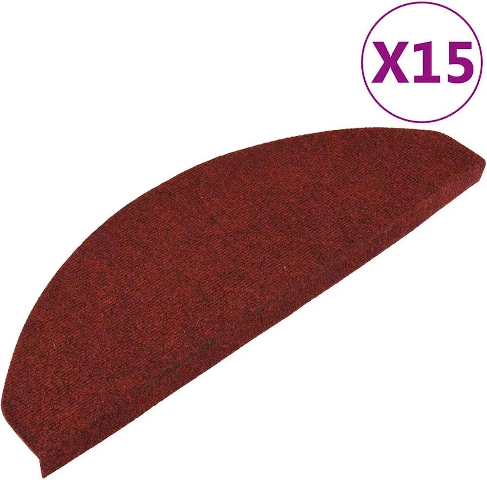 Samolepicí nášlapy na schody 15 ks 65x22,5x3,5 cm červené 136398