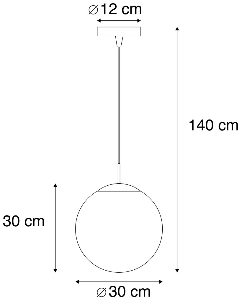Chytré závěsné svítidlo mosazné s kouřovým sklem 30 cm vč. Wifi ST64 - Ball