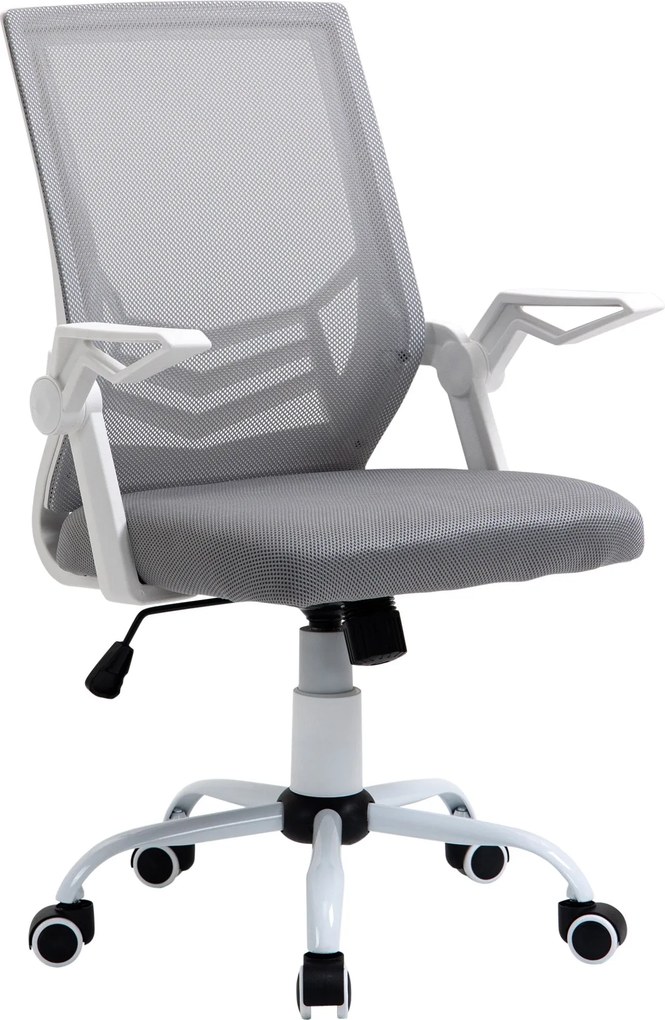 Ergonomická kancelářská židle Vinsetto – síťová židle s nastavitelnou výškou, skládacími opěrkami a prodyšnou bederní oporou pro teenagery a dospělé,