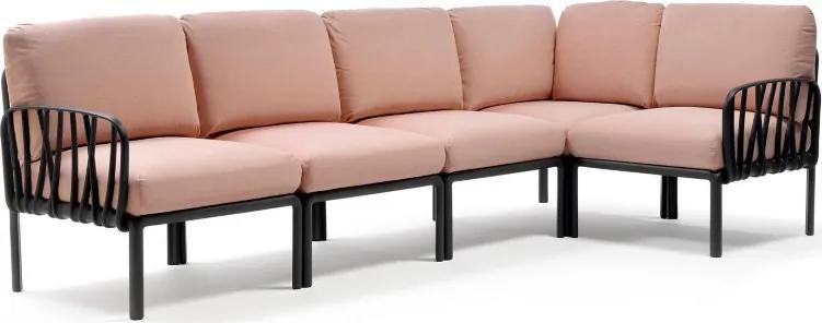 Nardi KOMODO 5 modulárna sedačka - antracitový rám/ rosa quarzo poťah