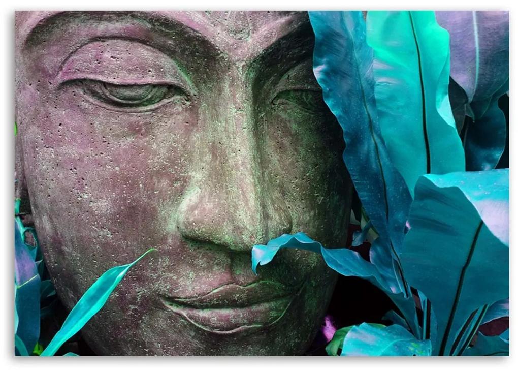 Obraz na plátně Buddha a tyrkysové listy - 60x40 cm