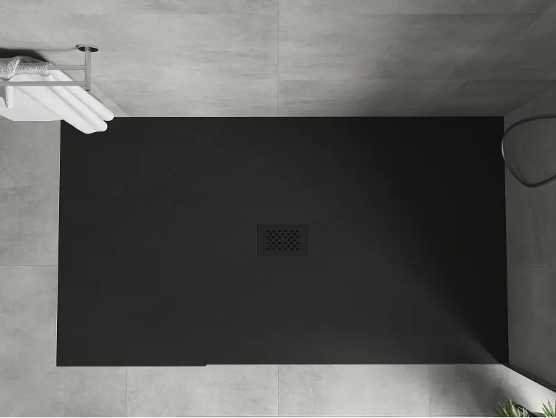 Mexen Hugo, obdélníková sprchová vanička SMC 160 x 100 cm, černá, černá krytka, 42701016-B
