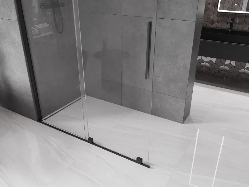 Mexen Velar, posuvné dveře do otvoru typ Walk-In 160 cm, 8mm čiré sklo, černá matná, 871-160-000-03-70