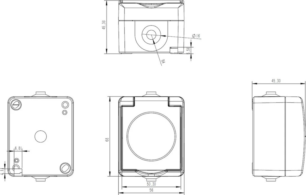 Solight zásuvka do vlhka IP54, šedá