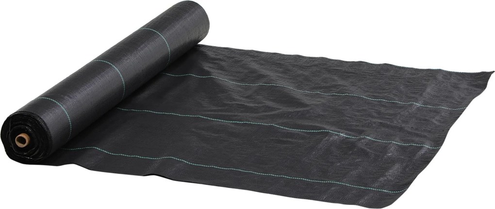 Outsunny Tkanina pro kontrolu plevele – Zábrana proti plevelu 2x100 m Geotextilní tkanina 60 g/m² pro kontrolu plevele a zahradního plevele Černá záb…