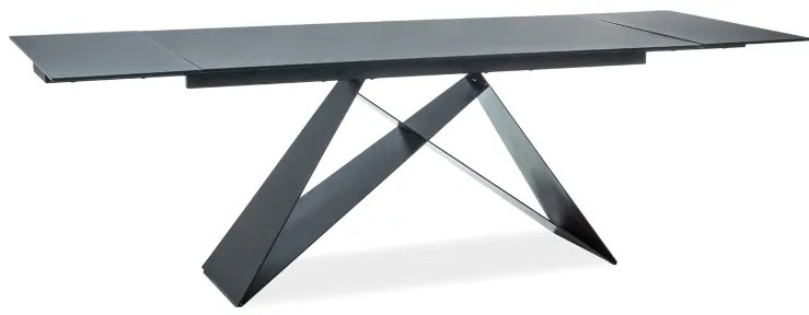 Jídelní stůl, černá/mat/efekt kamene, WESTIN II (160-240)X90