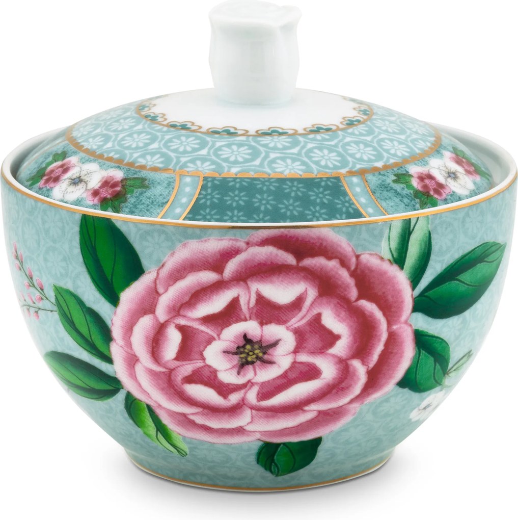 Pip Studio Blushing Birds cukřenka 300ml, modrá (porcelánová cukřenka s víčkem 300ml)