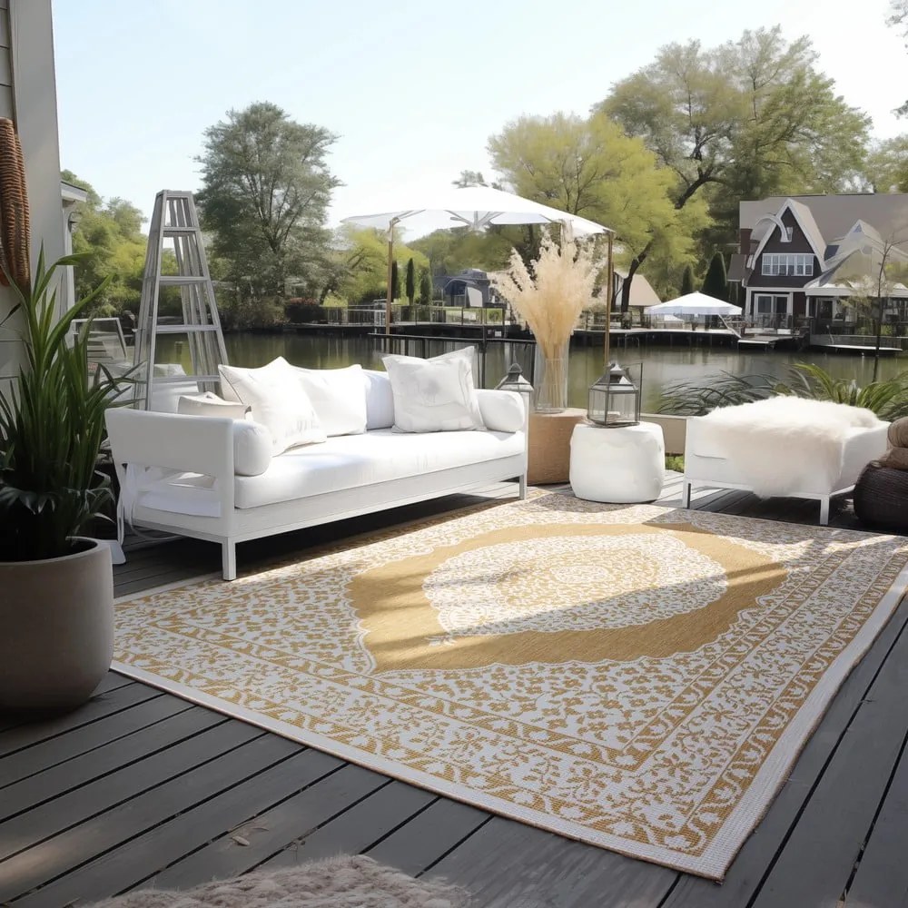 Okrově žluto-krémový venkovní koberec 120x170 cm Gemini – Elle Decoration