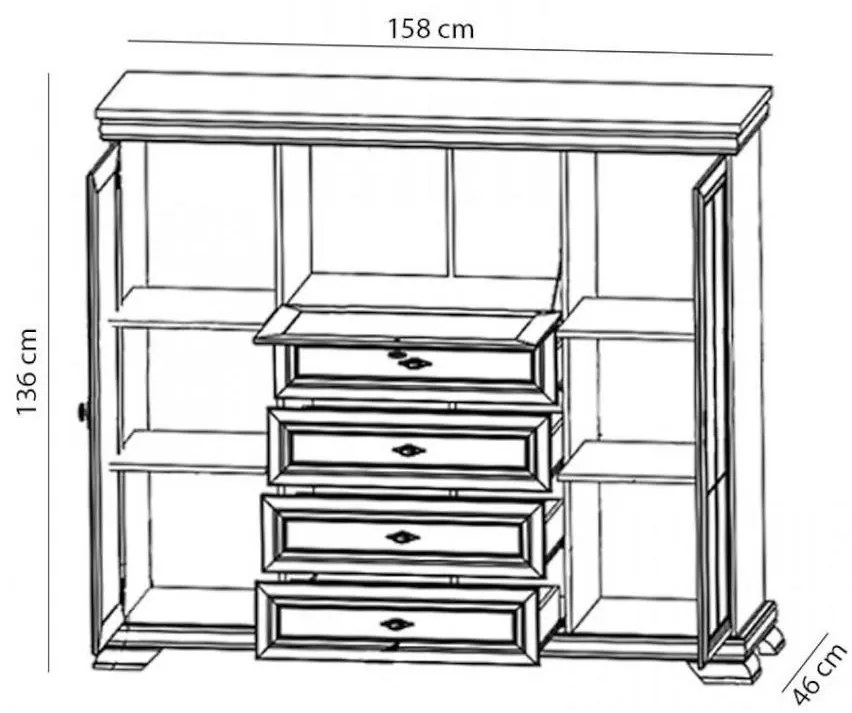 KORA a | komoda KK7 prosklená vyšší | 158 cm | andersen