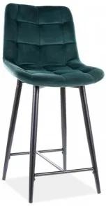 Casarredo Barová čalouněná židle SIK VELVET zelená/černá
