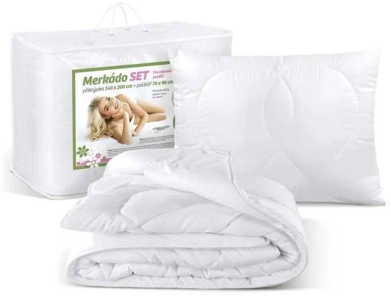 Bellatex SET Merkado peřina a polštář SET 140x200, 70x90 cm bílá