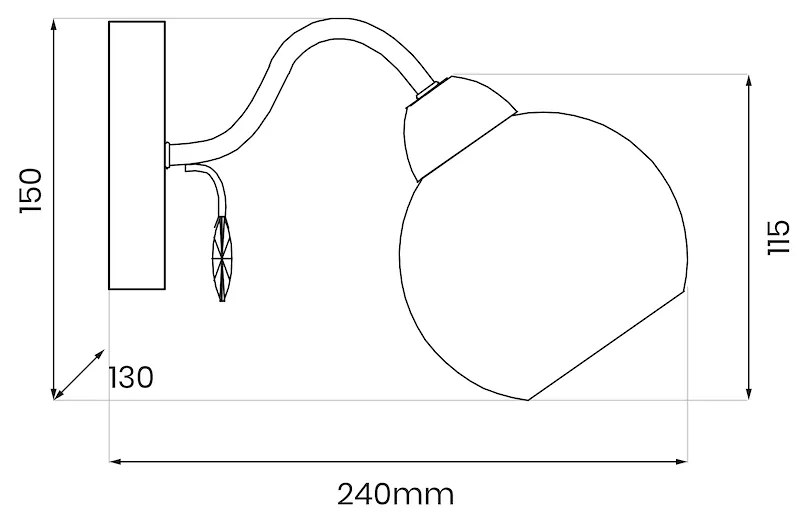 Nástěnné svítidlo Connor, 1x bílé skleněné stínítko, ch