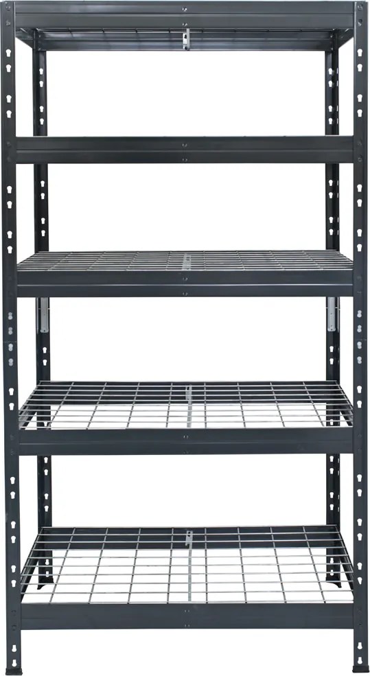 Kovový regál RIVET PRO 180x90x60 ocelová mřížka 5 úrovní antracitová šedá