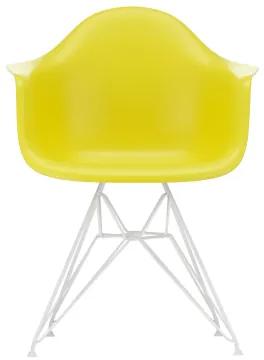 Eames Plastic Armchair DAR bíle lakovaná žlutá bílé na koberec Vitra