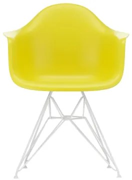 Eames Plastic Armchair DAR bíle lakovaná žlutá černé na tvrdou podlahu Vitra