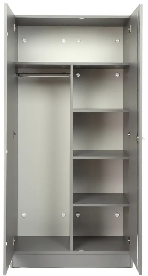 Dřevěná šatní skříň Visio LUX, 90 x 45 x 185 cm, cylindrický zámek, šedá