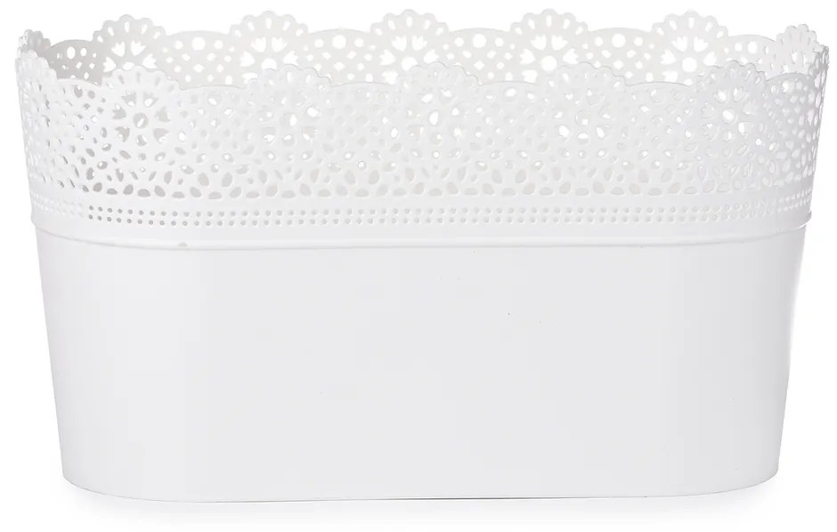 PROSPERPLAST LACE truhlík s krajkou 28,5 x 13,5 cm, bílá DLAC285