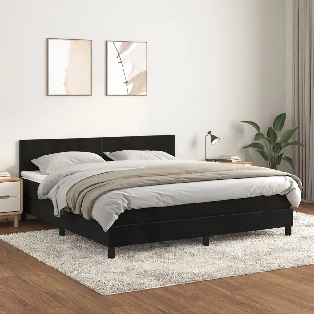 Box spring postel s matrací černá 180x200 cm samet,  3141199