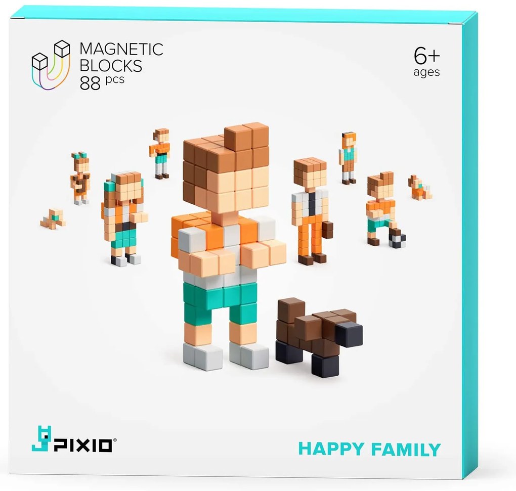 PIXIO magnetická stavebnice - Happy Family - 88 ks